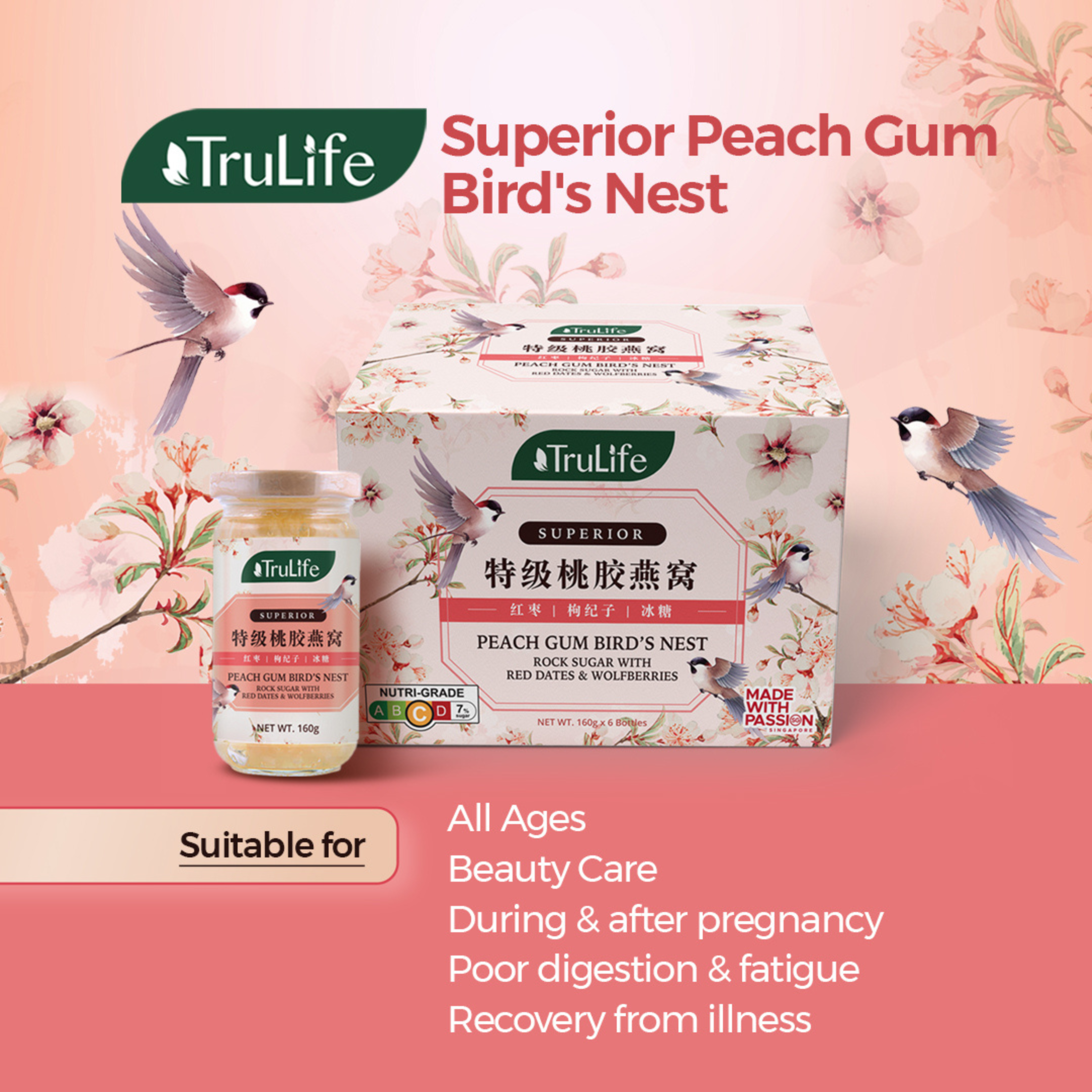 [Bundle of 2] TruLife Superior Peach Gum Bird's Nest 160g x 6s x 2 ...