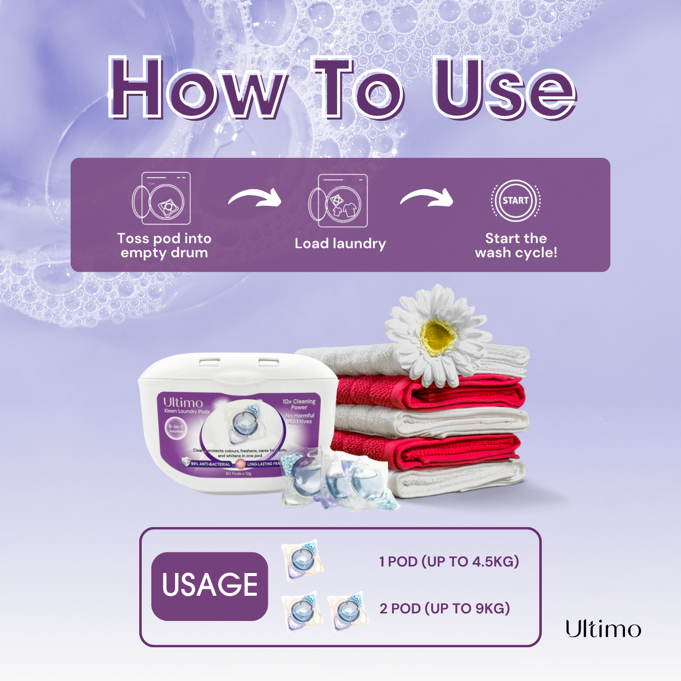 Ultimo Kleen 5-in-1 Laundry Capsules 50s - JML Singapore - Everyday Easier